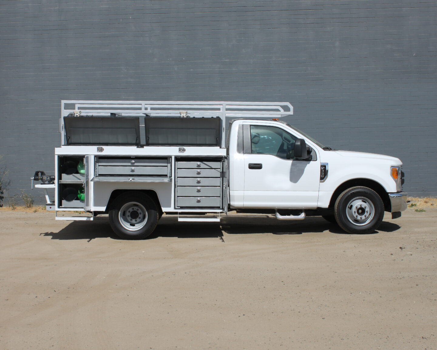 9' Douglass Service Body with Flip Tops - Douglass Truck Bodies