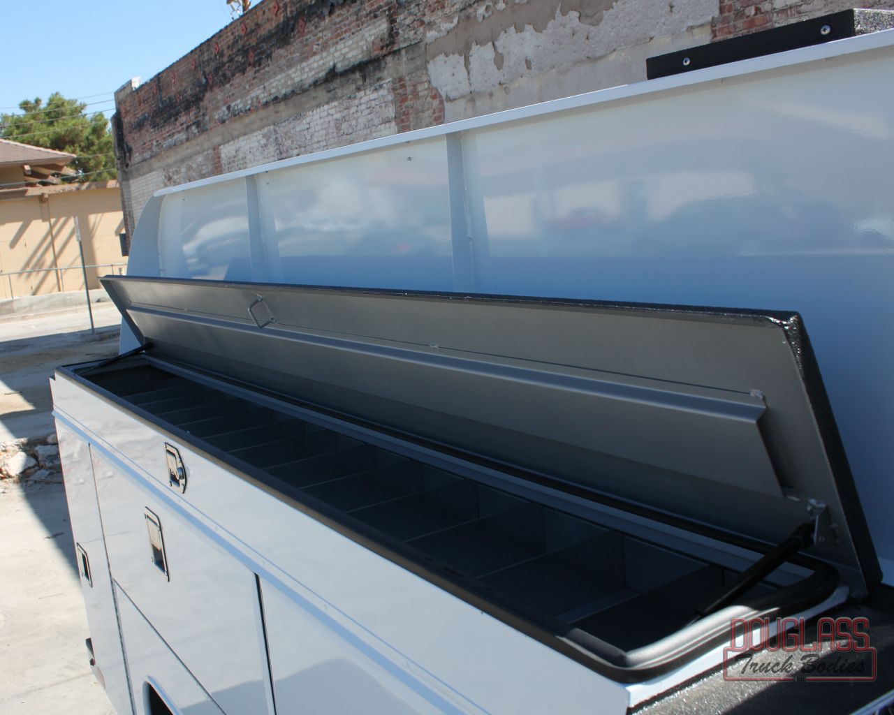 8′ Douglass Custom Service Body with Fliptops - Douglass Truck Bodies
