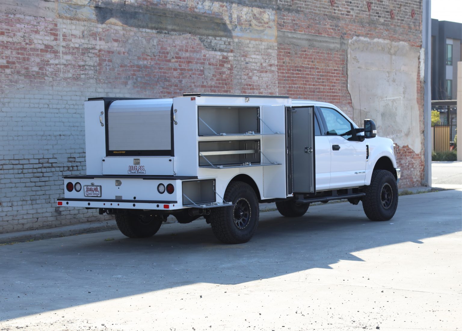 8' Douglass Custom Service Body w/ Flip Tops - Douglass Truck Bodies