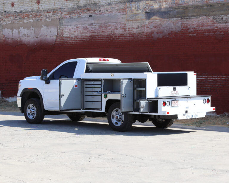 8′ Douglass Service Body with flip tops - Douglass Truck Bodies
