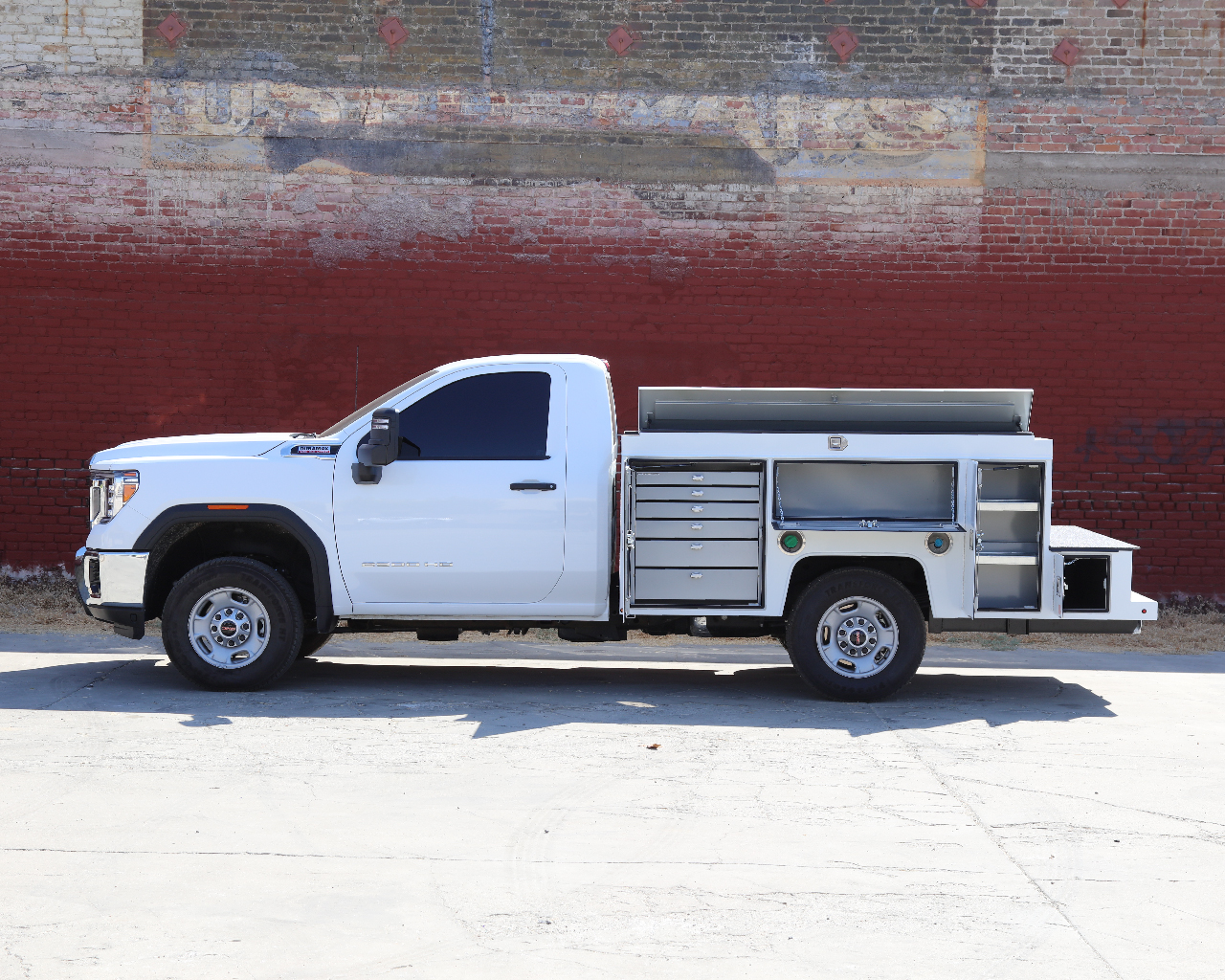 8′ Douglass Service Body with flip tops - Douglass Truck Bodies