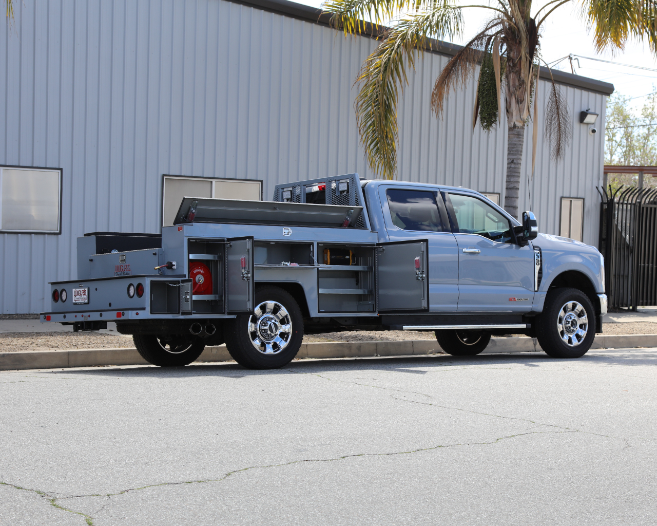 8′ Douglass Low Profile Service Body with Flip Tops - Douglass Truck Bodies