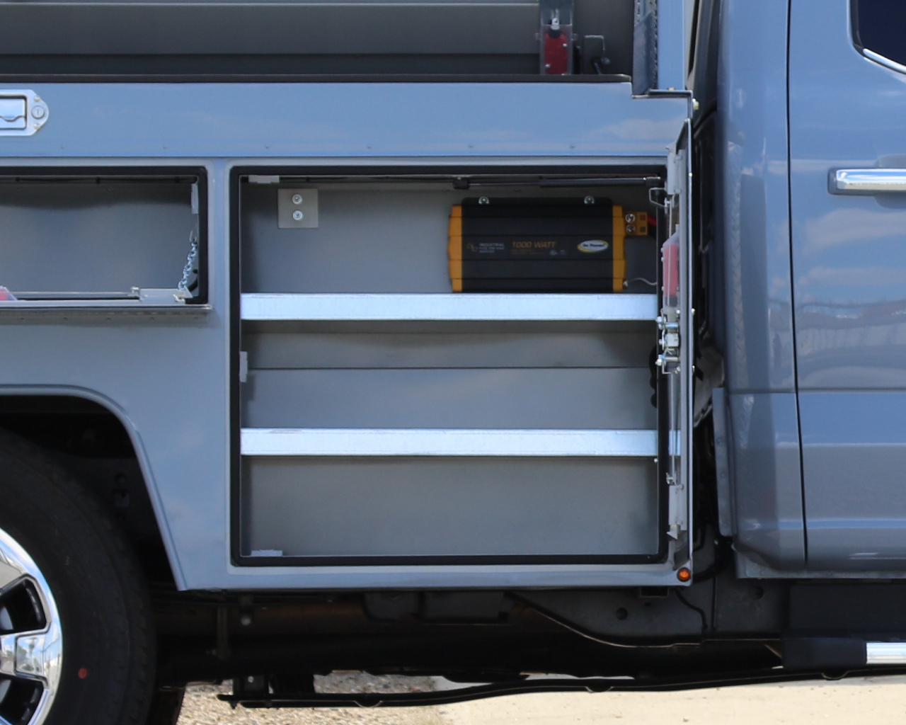 8′ Douglass Low Profile Service Body with Flip Tops - Douglass Truck Bodies