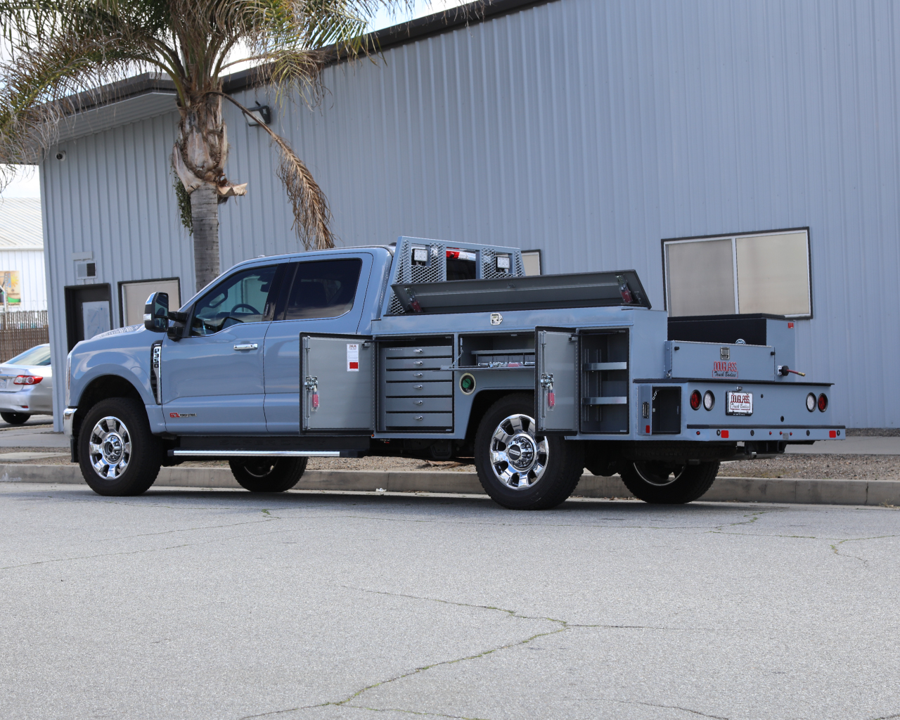 8′ Douglass Low Profile Service Body with Flip Tops - Douglass Truck Bodies