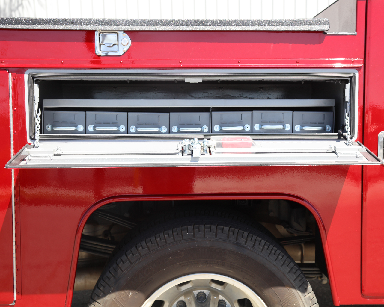 8′ Custom Douglass Low Profile Service Body with Flip Tops - Douglass ...