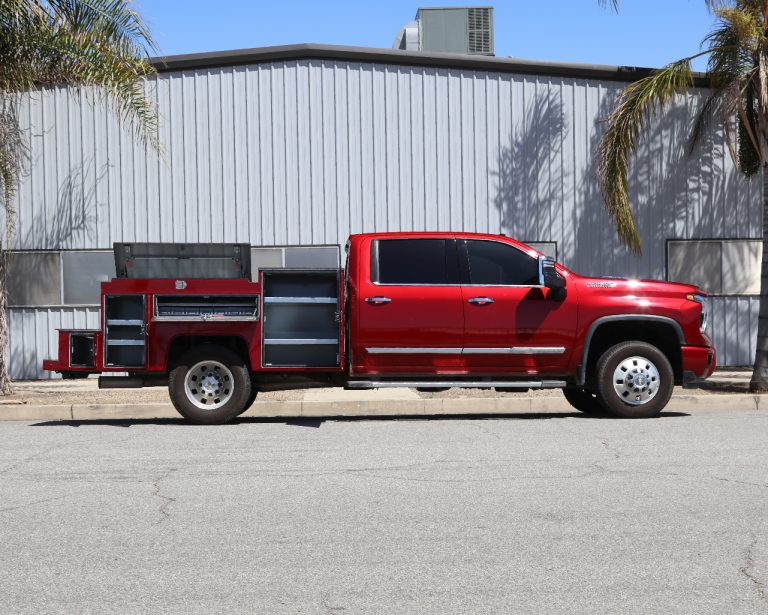8′ Custom Douglass Low Profile Service Body with Flip Tops - Douglass ...